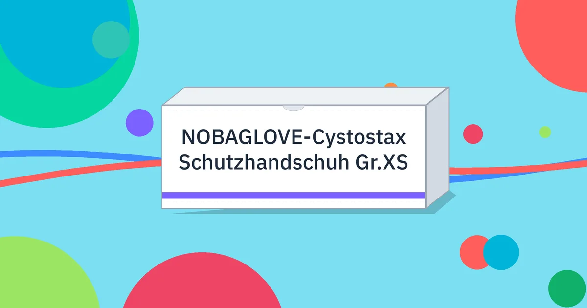 Symbolbild: Packung mit der Aufschrift NOBAGLOVE-Cystostax Schutzhandschuh Gr.XS (PZN 10086770) – Verfügbarkeit und Bezug in Apotheken in Frankfurt am Main