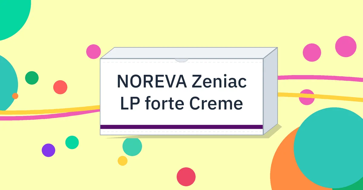 Symbolbild: Packung mit der Aufschrift NOREVA Zeniac LP forte Creme (PZN 01332951) – Verfügbarkeit und Bezug in Apotheken in Frankfurt am Main