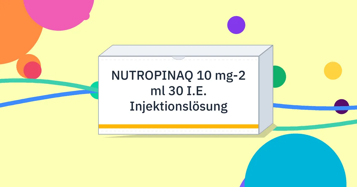 Symbolbild: Packung mit der Aufschrift NUTROPINAQ 10 mg-2 ml 30 I.E. Injektionslösung (PZN 18266744) – Verfügbarkeit und Bezug in Apotheken in Frankfurt am Main