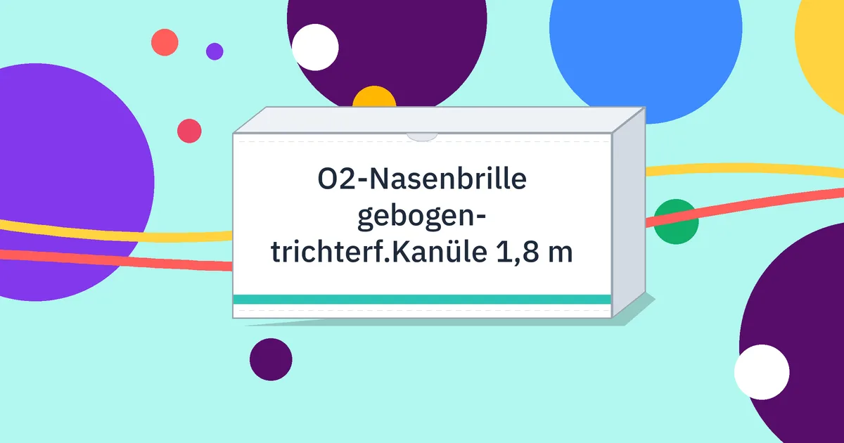 Symbolbild: Packung mit der Aufschrift O2-Nasenbrille gebogen-trichterf.Kanüle 1,8 m (PZN 16159688) – Verfügbarkeit und Bezug in Apotheken in Frankfurt am Main
