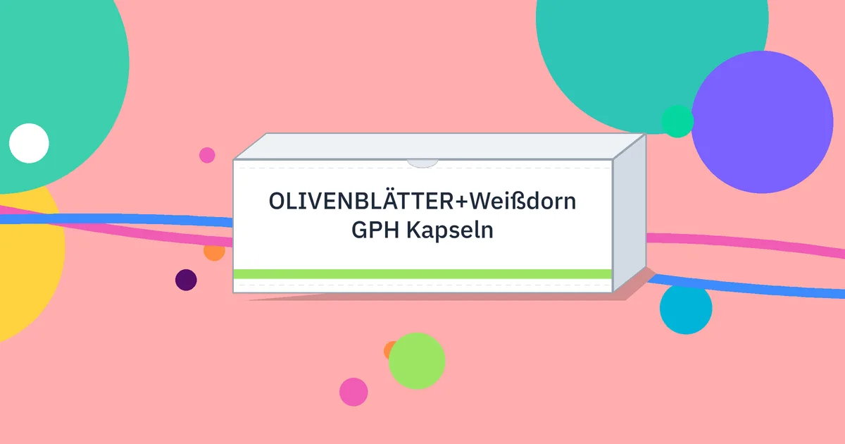 Symbolbild: Packung mit der Aufschrift OLIVENBLÄTTER+Weißdorn GPH Kapseln (PZN 00965341) – Verfügbarkeit und Bezug in Apotheken in Frankfurt am Main