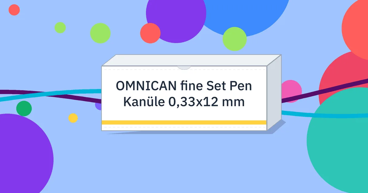 Symbolbild: Packung mit der Aufschrift OMNICAN fine Set Pen Kanüle 0,33x12 mm (PZN 05893824) – Verfügbarkeit und Bezug in Apotheken in Frankfurt am Main