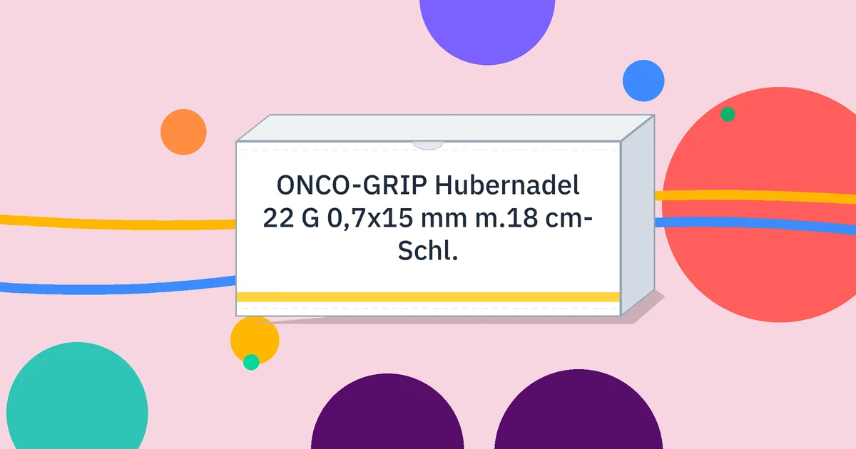 Symbolbild: Packung mit der Aufschrift ONCO-GRIP Hubernadel 22 G 0,7x15 mm m.18 cm-Schl. (PZN 05020102) – Verfügbarkeit und Bezug in Apotheken in Frankfurt am Main