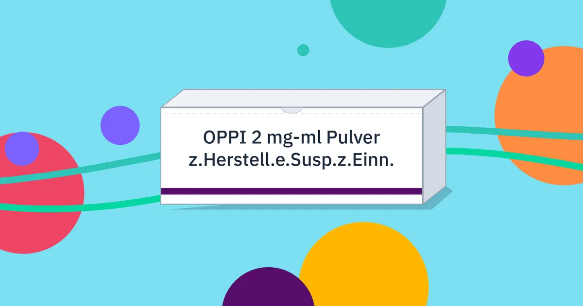 Symbolbild: Packung mit der Aufschrift OPPI 2 mg-ml Pulver z.Herstell.e.Susp.z.Einn. (PZN 18761024) – Verfügbarkeit und Bezug in Apotheken in Frankfurt am Main
