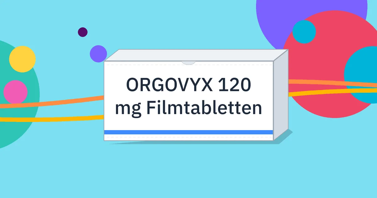Symbolbild: Packung mit der Aufschrift ORGOVYX 120 mg Filmtabletten (PZN 19631884) – Verfügbarkeit und Bezug in Apotheken in Frankfurt am Main