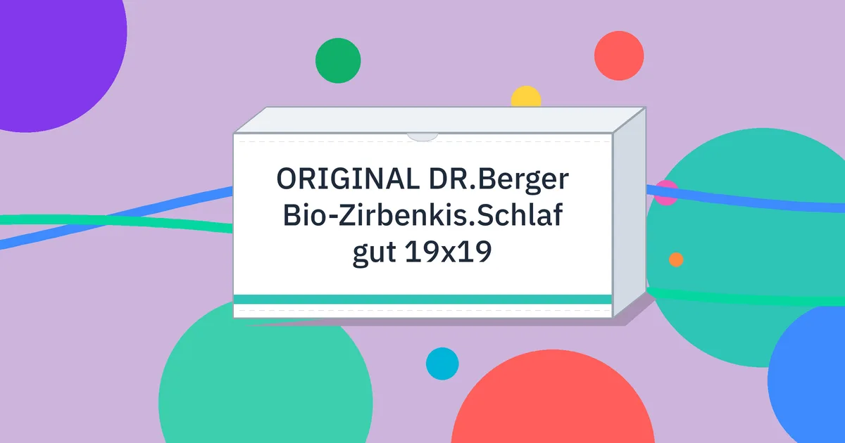 Symbolbild: Packung mit der Aufschrift ORIGINAL DR.Berger Bio-Zirbenkis.Schlaf gut 19x19 (PZN 11865111) – Verfügbarkeit und Bezug in Apotheken in Frankfurt am Main