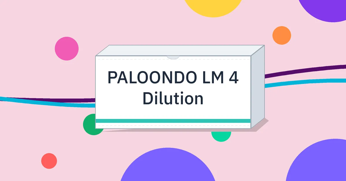 Symbolbild: Packung mit der Aufschrift PALOONDO LM 4 Dilution (PZN 13630228) – Verfügbarkeit und Bezug in Apotheken in Frankfurt am Main
