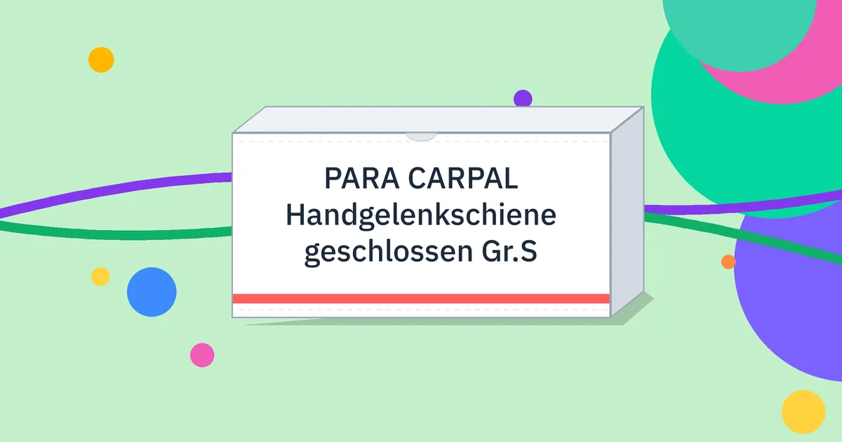 Symbolbild: Packung mit der Aufschrift PARA CARPAL Handgelenkschiene geschlossen Gr.S (PZN 06989302) – Verfügbarkeit und Bezug in Apotheken in Frankfurt am Main