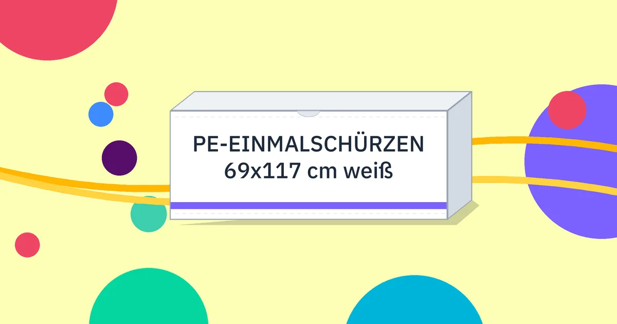 Symbolbild: Packung mit der Aufschrift PE-EINMALSCHÜRZEN 69x117 cm weiß (PZN 18153135) – Verfügbarkeit und Bezug in Apotheken in Frankfurt am Main
