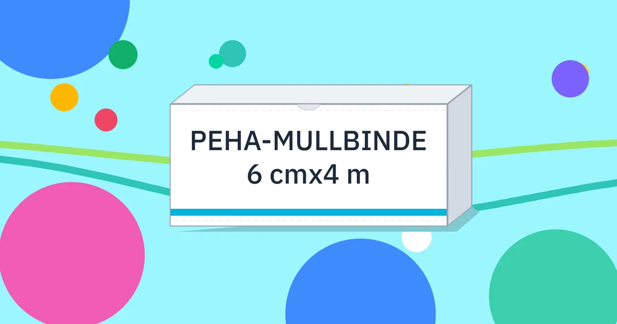 Symbolbild: Packung mit der Aufschrift PEHA-MULLBINDE 6 cmx4 m (PZN 15879216) – Verfügbarkeit und Bezug in Apotheken in Frankfurt am Main