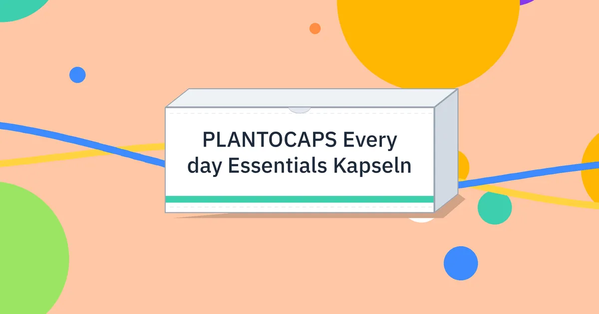 Symbolbild: Packung mit der Aufschrift PLANTOCAPS Every day Essentials Kapseln (PZN 20943732) – Verfügbarkeit und Bezug in Apotheken in Frankfurt am Main