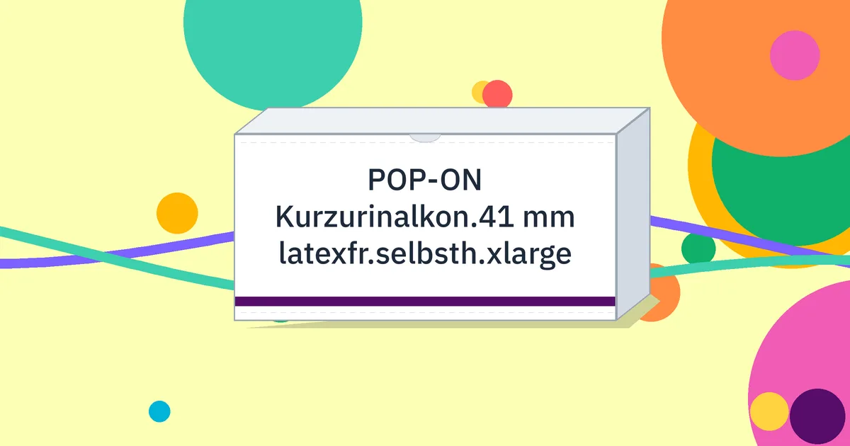 Symbolbild: Packung mit der Aufschrift POP-ON Kurzurinalkon.41 mm latexfr.selbsth.xlarge (PZN 00671651) – Verfügbarkeit und Bezug in Apotheken in Frankfurt am Main