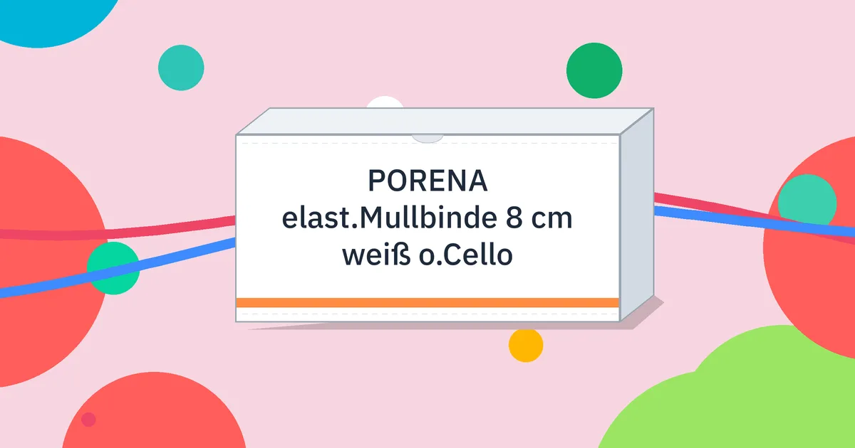 Symbolbild: Packung mit der Aufschrift PORENA elast.Mullbinde 8 cm weiß o.Cello (PZN 03289627) – Verfügbarkeit und Bezug in Apotheken in Frankfurt am Main