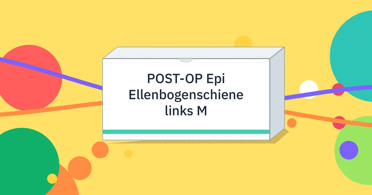 Symbolbild: Packung mit der Aufschrift POST-OP Epi Ellenbogenschiene links M (PZN 17849900) – Verfügbarkeit und Bezug in Apotheken in Frankfurt am Main
