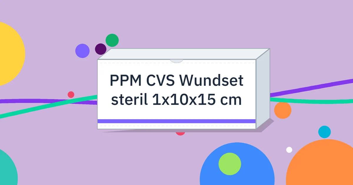 Symbolbild: Packung mit der Aufschrift PPM CVS Wundset steril 1x10x15 cm (PZN 11515842) – Verfügbarkeit und Bezug in Apotheken in Frankfurt am Main