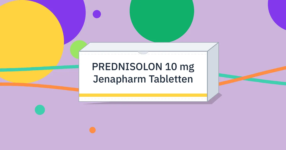Symbolbild: Packung mit der Aufschrift PREDNISOLON 10 mg Jenapharm Tabletten (PZN 02065110) – Verfügbarkeit und Bezug in Apotheken in Frankfurt am Main