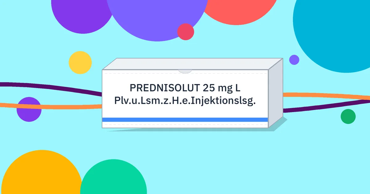 Symbolbild: Packung mit der Aufschrift PREDNISOLUT 25 mg L Plv.u.Lsm.z.H.e.Injektionslsg. (PZN 01343535) – Verfügbarkeit und Bezug in Apotheken in Frankfurt am Main