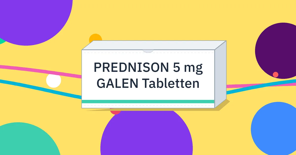 Symbolbild: Packung mit der Aufschrift PREDNISON 5 mg GALEN Tabletten (PZN 00745898) – Verfügbarkeit und Bezug in Apotheken in Frankfurt am Main