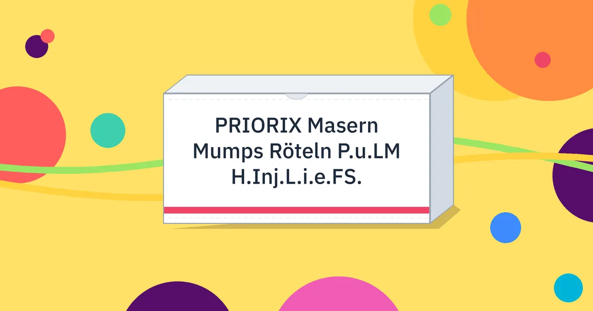 Symbolbild: Packung mit der Aufschrift PRIORIX Masern Mumps Röteln P.u.LM H.Inj.L.i.e.FS. (PZN 01604007) – Verfügbarkeit und Bezug in Apotheken in Frankfurt am Main