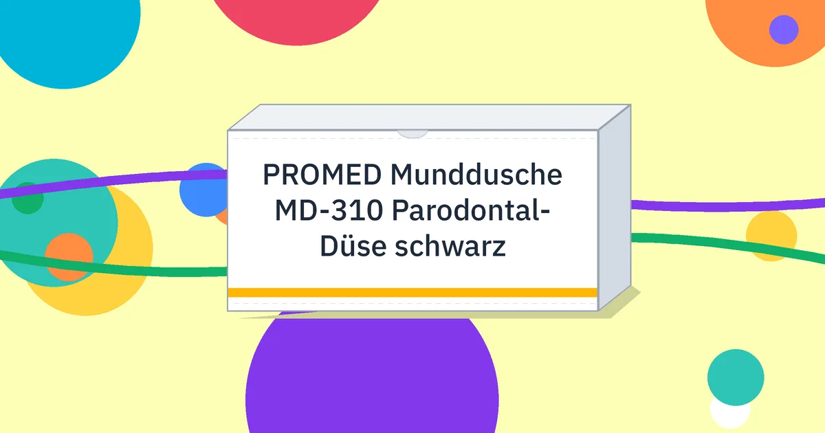 Symbolbild: Packung mit der Aufschrift PROMED Munddusche MD-310 Parodontal-Düse schwarz (PZN 20843692) – Verfügbarkeit und Bezug in Apotheken in Frankfurt am Main