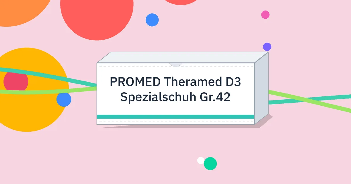 Symbolbild: Packung mit der Aufschrift PROMED Theramed D3 Spezialschuh Gr.42 (PZN 05482334) – Verfügbarkeit und Bezug in Apotheken in Frankfurt am Main