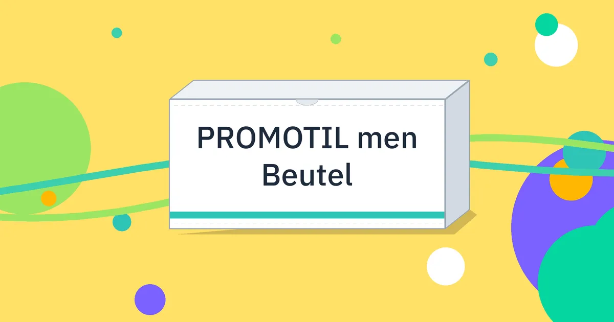 Symbolbild: Packung mit der Aufschrift PROMOTIL men Beutel (PZN 14018191) – Verfügbarkeit und Bezug in Apotheken in Frankfurt am Main