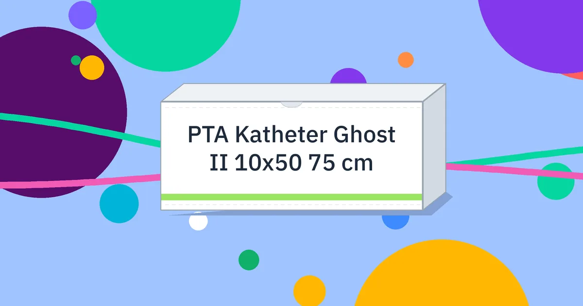 Symbolbild: Packung mit der Aufschrift PTA Katheter Ghost II 10x50 75 cm (PZN 00140008) – Verfügbarkeit und Bezug in Apotheken in Frankfurt am Main