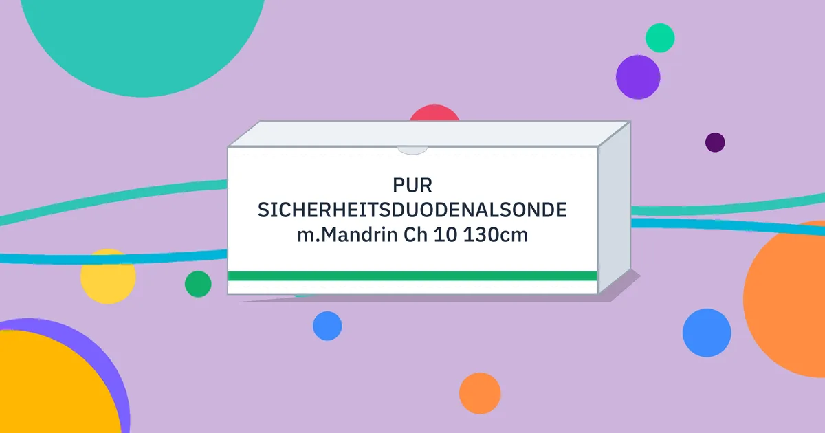 Symbolbild: Packung mit der Aufschrift PUR SICHERHEITSDUODENALSONDE m.Mandrin Ch 10 130cm (PZN 13230233) – Verfügbarkeit und Bezug in Apotheken in Frankfurt am Main