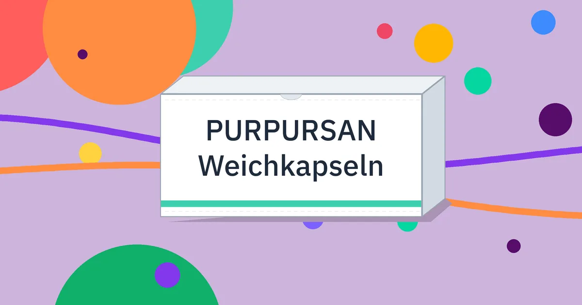 Symbolbild: Packung mit der Aufschrift PURPURSAN Weichkapseln (PZN 15785515) – Verfügbarkeit und Bezug in Apotheken in Frankfurt am Main