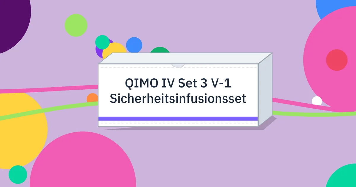 Symbolbild: Packung mit der Aufschrift QIMO IV Set 3 V-1 Sicherheitsinfusionsset (PZN 14288312) – Verfügbarkeit und Bezug in Apotheken in Frankfurt am Main