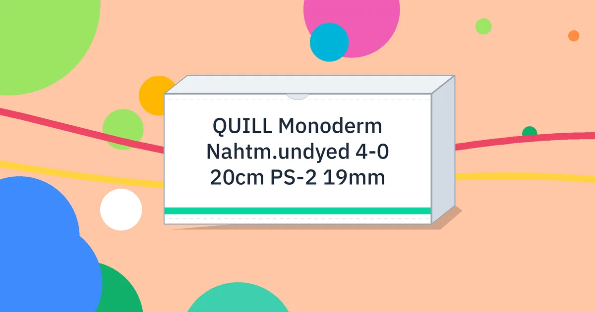 Symbolbild: Packung mit der Aufschrift QUILL Monoderm Nahtm.undyed 4-0 20cm PS-2 19mm (PZN 17988062) – Verfügbarkeit und Bezug in Apotheken in Frankfurt am Main