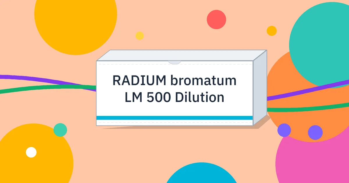 Symbolbild: Packung mit der Aufschrift RADIUM bromatum LM 500 Dilution (PZN 13694352) – Verfügbarkeit und Bezug in Apotheken in Frankfurt am Main