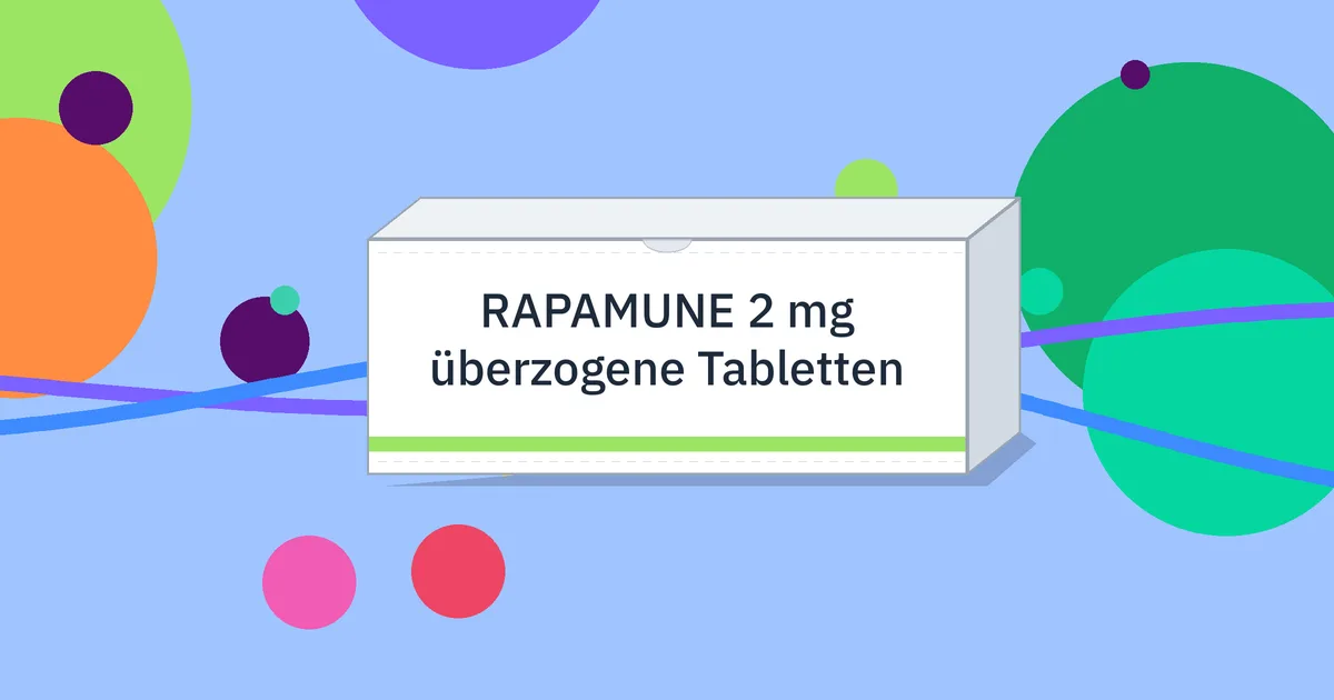 Symbolbild: Packung mit der Aufschrift RAPAMUNE 2 mg überzogene Tabletten (PZN 15609095) – Verfügbarkeit und Bezug in Apotheken in Frankfurt am Main