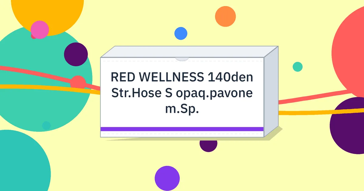 Symbolbild: Packung mit der Aufschrift RED WELLNESS 140den Str.Hose S opaq.pavone m.Sp. (PZN 16176310) – Verfügbarkeit und Bezug in Apotheken in Frankfurt am Main