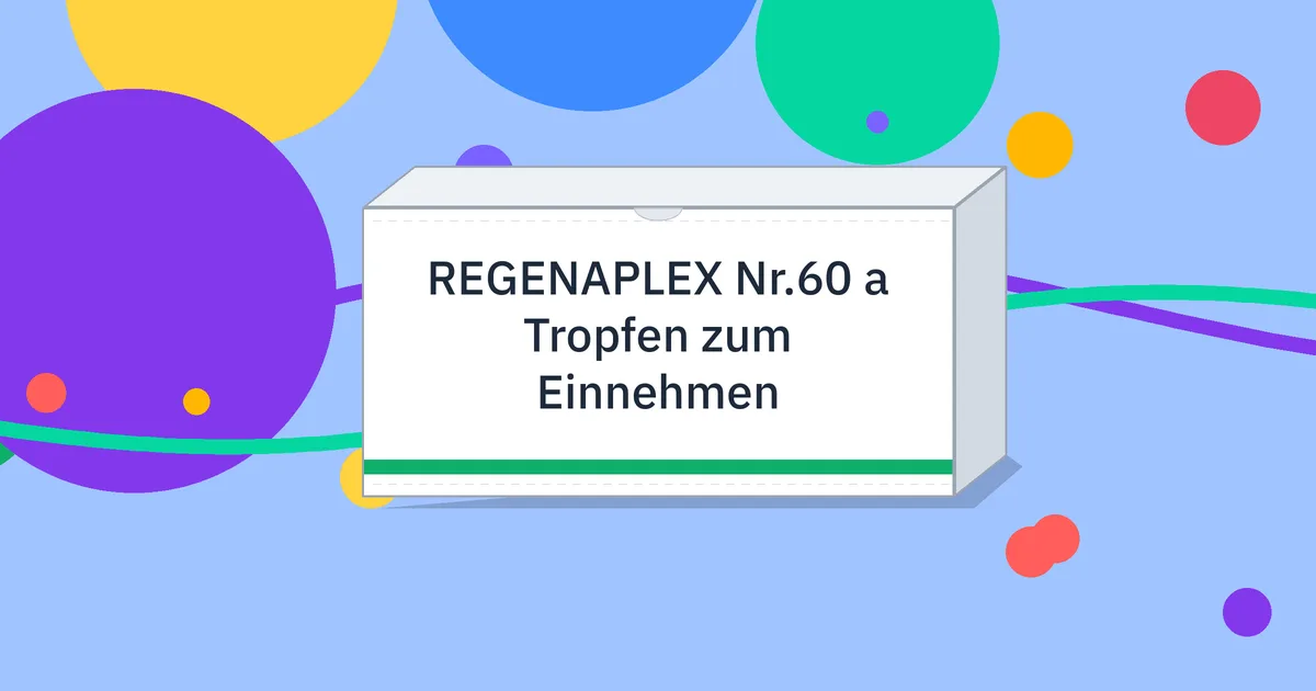 Symbolbild: Packung mit der Aufschrift REGENAPLEX Nr.60 a Tropfen zum Einnehmen (PZN 02643050) – Verfügbarkeit und Bezug in Apotheken in Frankfurt am Main