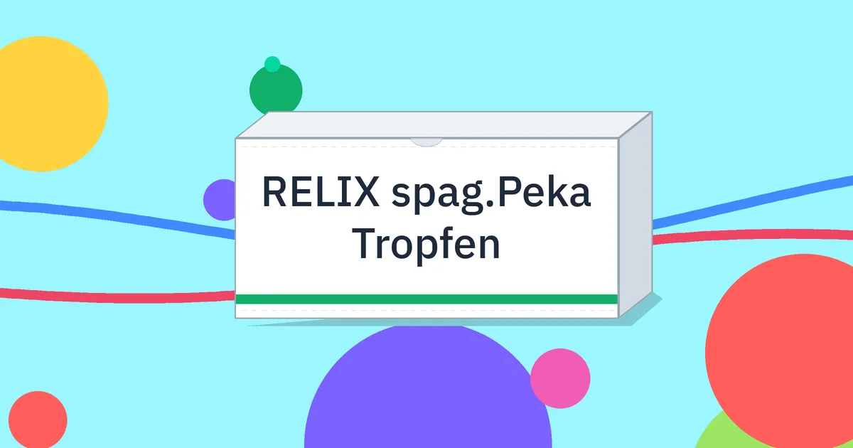 Symbolbild: Packung mit der Aufschrift RELIX spag.Peka Tropfen (PZN 02672407) – Verfügbarkeit und Bezug in Apotheken in Frankfurt am Main