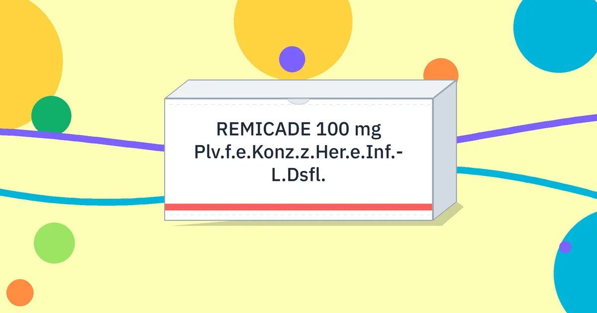 Symbolbild: Packung mit der Aufschrift REMICADE 100 mg Plv.f.e.Konz.z.Her.e.Inf.-L.Dsfl. (PZN 05497301) – Verfügbarkeit und Bezug in Apotheken in Frankfurt am Main