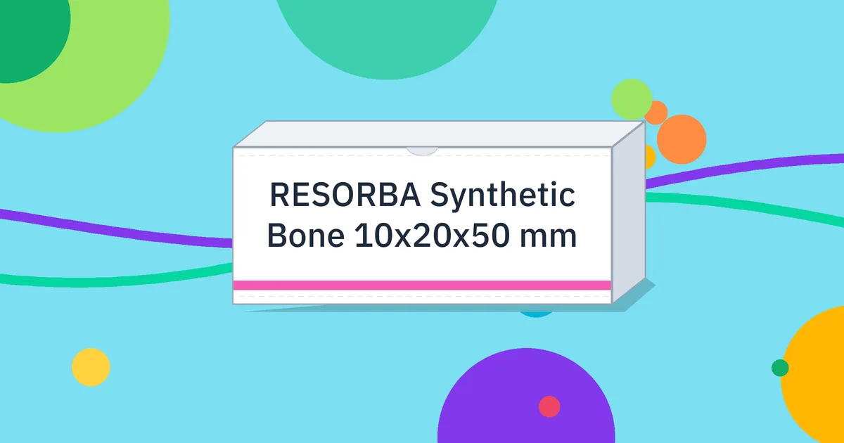 Symbolbild: Packung mit der Aufschrift RESORBA Synthetic Bone 10x20x50 mm (PZN 16857398) – Verfügbarkeit und Bezug in Apotheken in Frankfurt am Main
