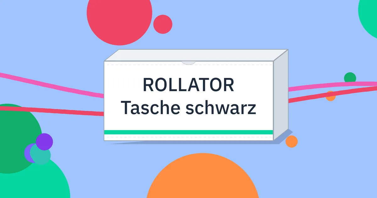 Symbolbild: Packung mit der Aufschrift ROLLATOR Tasche schwarz (PZN 03377159) – Verfügbarkeit und Bezug in Apotheken in Frankfurt am Main