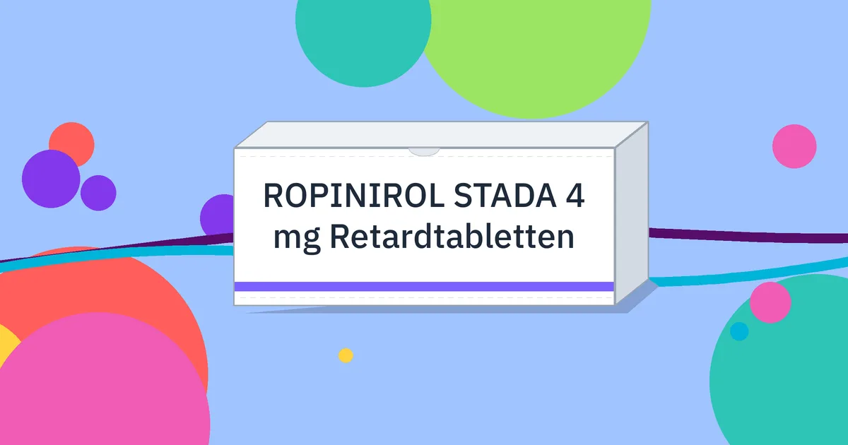 Symbolbild: Packung mit der Aufschrift ROPINIROL STADA 4 mg Retardtabletten (PZN 09783280) – Verfügbarkeit und Bezug in Apotheken in Frankfurt am Main