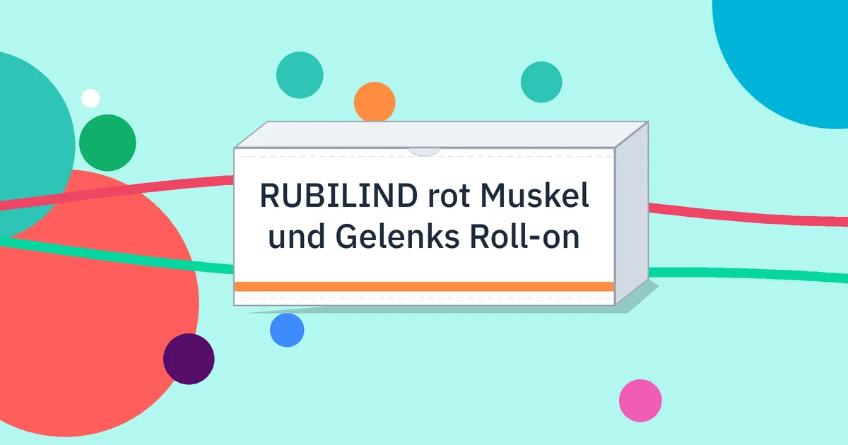 Symbolbild: Packung mit der Aufschrift RUBILIND rot Muskel und Gelenks Roll-on (PZN 15301003) – Verfügbarkeit und Bezug in Apotheken in Frankfurt am Main