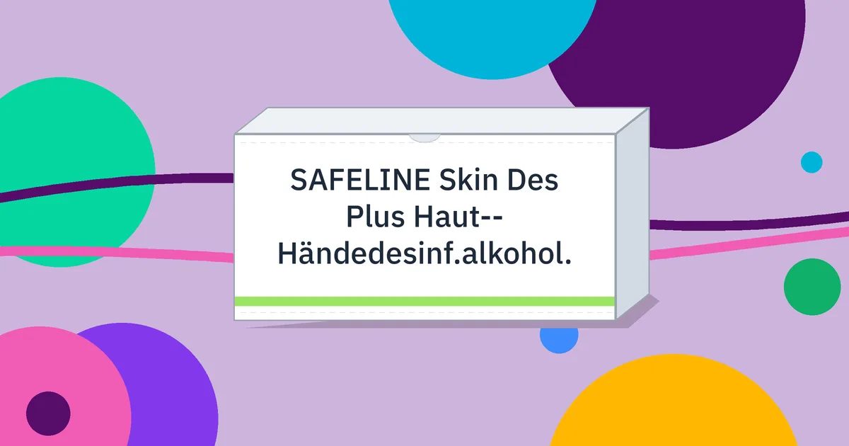 Symbolbild: Packung mit der Aufschrift SAFELINE Skin Des Plus Haut--Händedesinf.alkohol. (PZN 10825807) – Verfügbarkeit und Bezug in Apotheken in Frankfurt am Main