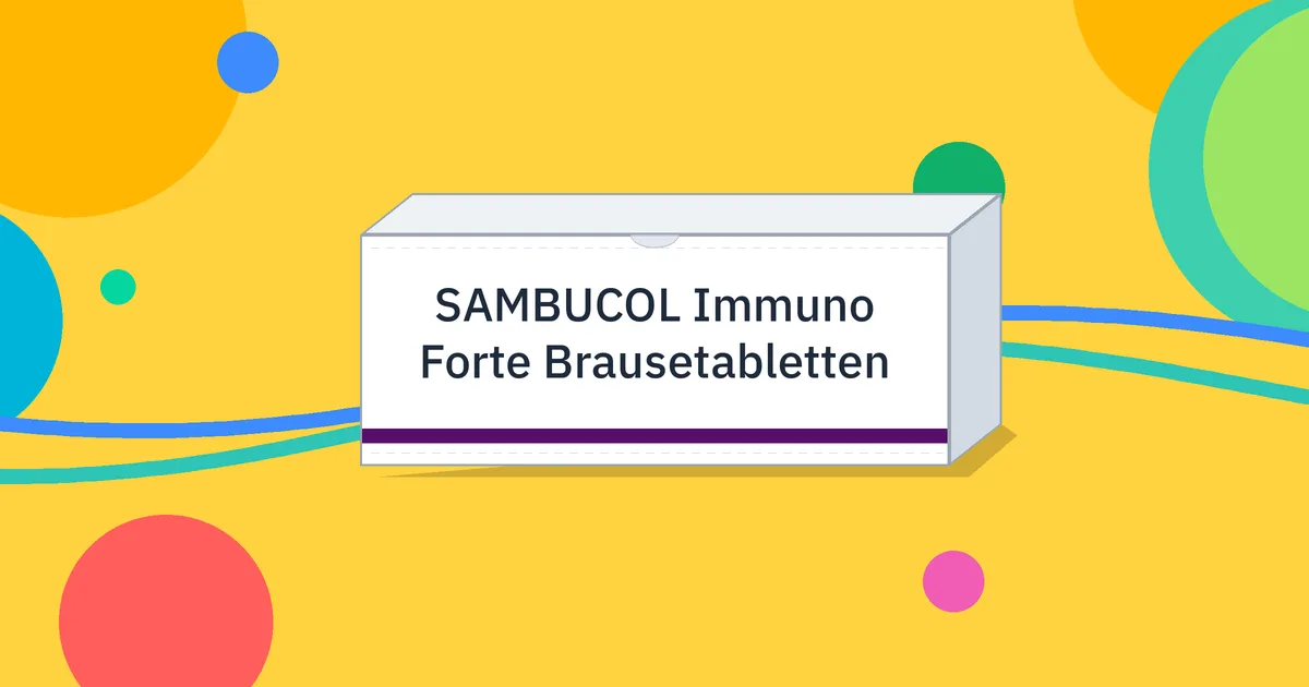 Symbolbild: Packung mit der Aufschrift SAMBUCOL Immuno Forte Brausetabletten (PZN 16837562) – Verfügbarkeit und Bezug in Apotheken in Frankfurt am Main