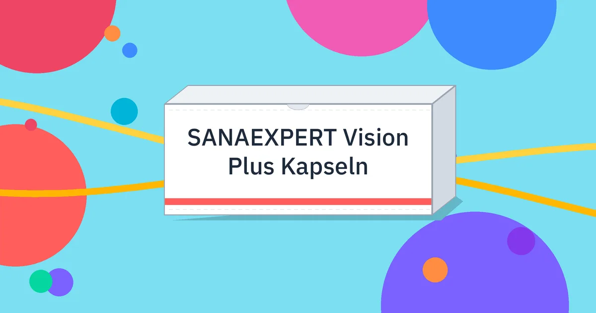 Symbolbild: Packung mit der Aufschrift SANAEXPERT Vision Plus Kapseln (PZN 16037637) – Verfügbarkeit und Bezug in Apotheken in Frankfurt am Main