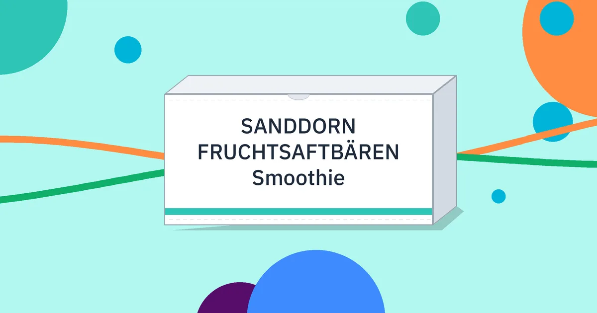 Symbolbild: Packung mit der Aufschrift SANDDORN FRUCHTSAFTBÄREN Smoothie (PZN 15374798) – Verfügbarkeit und Bezug in Apotheken in Frankfurt am Main