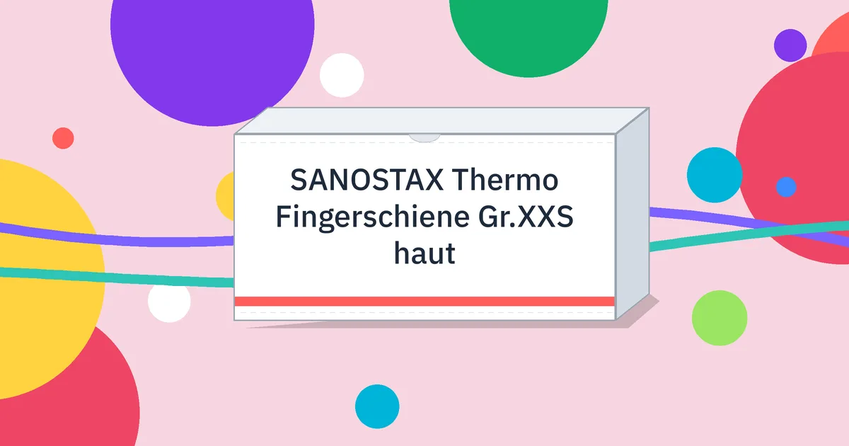 Symbolbild: Packung mit der Aufschrift SANOSTAX Thermo Fingerschiene Gr.XXS haut (PZN 11131811) – Verfügbarkeit und Bezug in Apotheken in Frankfurt am Main