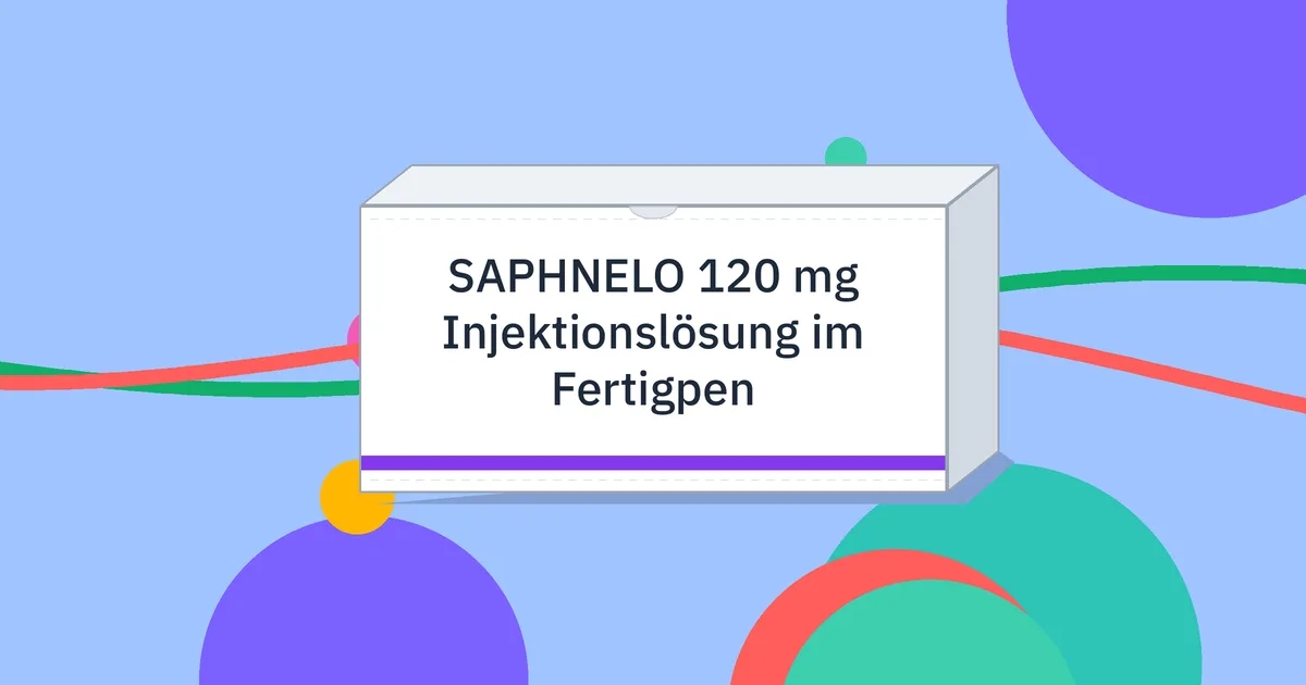 Symbolbild: Packung mit der Aufschrift SAPHNELO 120 mg Injektionslösung im Fertigpen (PZN 20192740) – Verfügbarkeit und Bezug in Apotheken in Frankfurt am Main