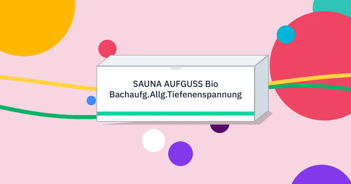 Symbolbild: Packung mit der Aufschrift SAUNA AUFGUSS Bio Bachaufg.Allg.Tiefenenspannung (PZN 16898121) – Verfügbarkeit und Bezug in Apotheken in Frankfurt am Main