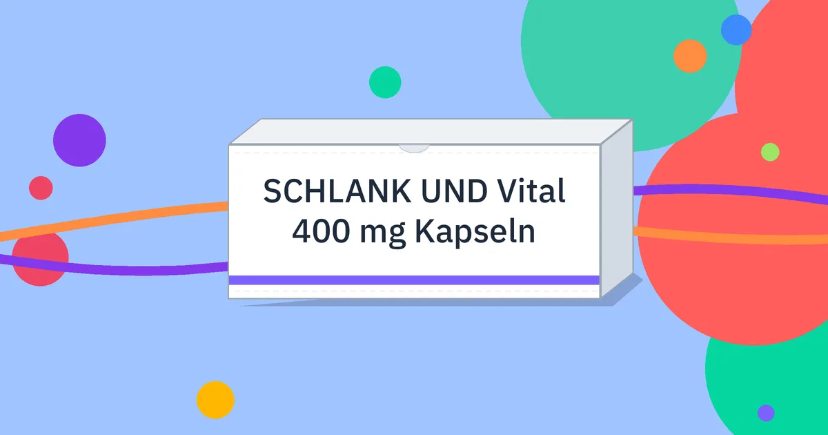 Symbolbild: Packung mit der Aufschrift SCHLANK UND Vital 400 mg Kapseln (PZN 10297171) – Verfügbarkeit und Bezug in Apotheken in Frankfurt am Main