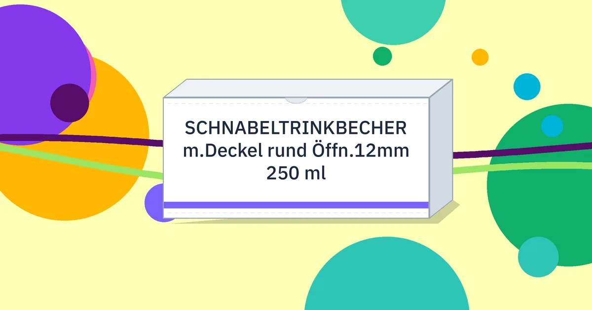 Symbolbild: Packung mit der Aufschrift SCHNABELTRINKBECHER m.Deckel rund Öffn.12mm 250 ml (PZN 10404129) – Verfügbarkeit und Bezug in Apotheken in Frankfurt am Main